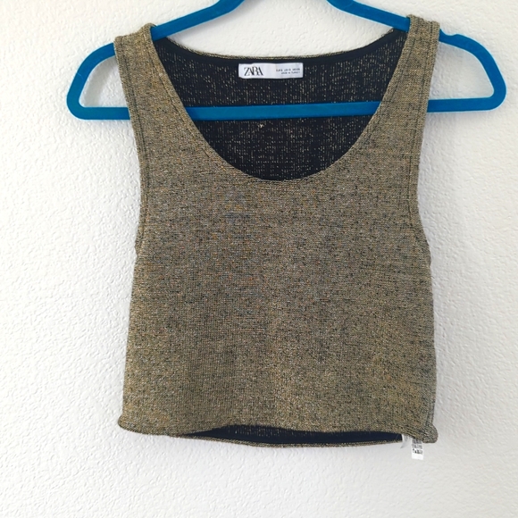 Zara | Tops | Zara Gold Sparkly Crop Top Festival Rave Country ...